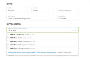 Customer Address Verification with Google Places - Glendale Designs