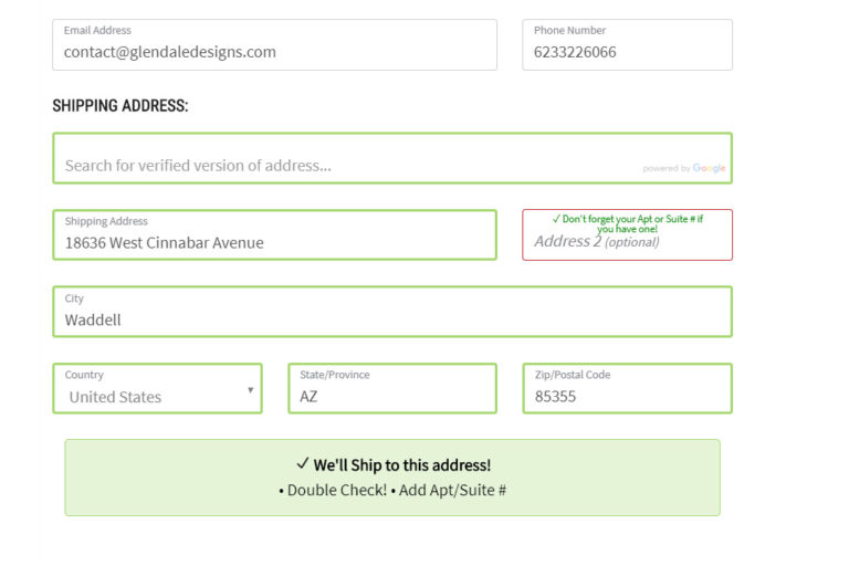 Customer Address Verification with Google Places - Glendale Designs